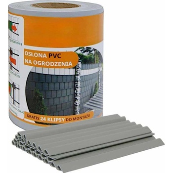 Ekspand Stínící fólie na plot 19 cm x 35 m 450g/m2 Světle šedá + spony ...