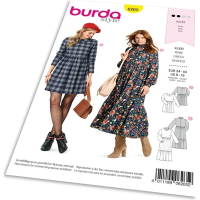 Strih Burda 6265 - Šaty s golierom, rolákové šaty, flanelové šaty od 7 ...