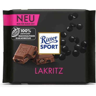 Ritter sport mléčná čokoláda s lékořicí 100 g - Heureka.cz