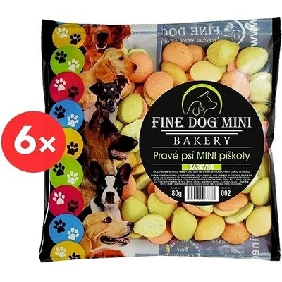 Fine Dog mini bakery piškoty pro malá plemena psů barevné 6 x 80 g ...