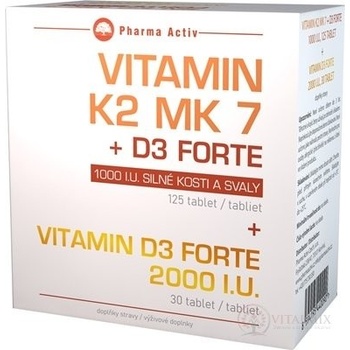 Pharma Activ Vitamín K2 MK-7 + D3 Forte 125 tablet + Vitamín D3 Forte 2000 IU 30 tablet od 199 ...