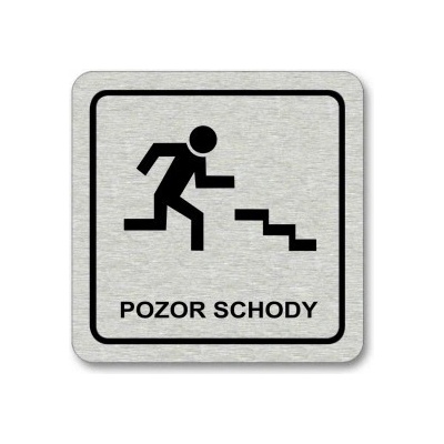 Piktogram pozor schody stříbro od 100 Kč - Heureka.cz