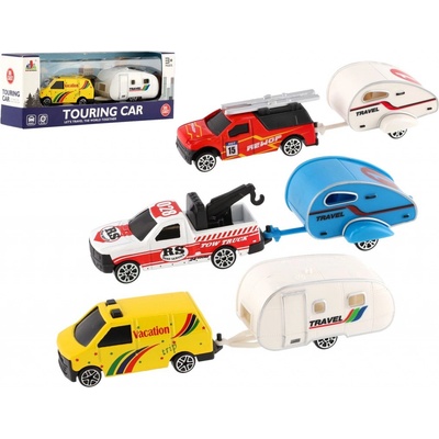 Teddies Auto s mini karavanem kov/plast 14cm na volný chod v krabičce 19x7x4,5cm od 47 Kč ...