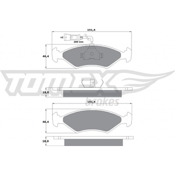 Sada brzdových platničiek kotúčovej brzdy (na jednu nápravu) TOMEX ...