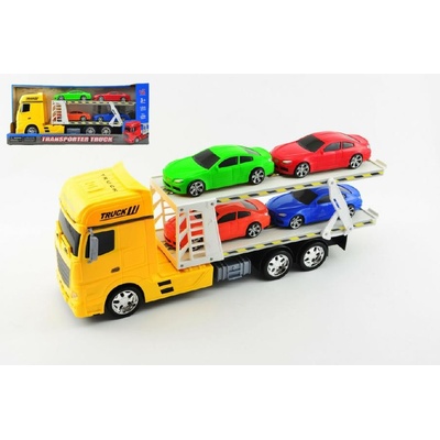 Teddies Auto přepravník + 4 auta plast 45 cm na setrvačník - Heureka.cz