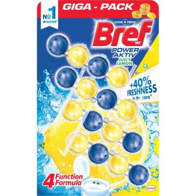Bref Power Aktiv Mega-Pack Lemon, závěsný WC blok, 4 kuličky, 3 x 50 g ...