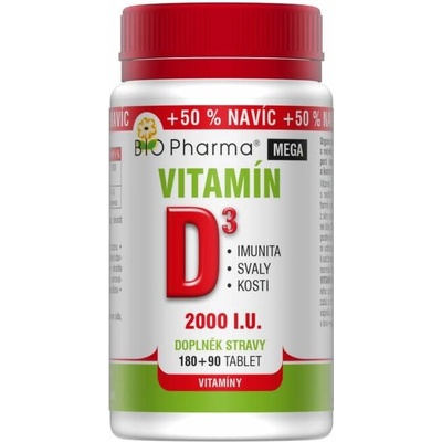 Bio-Pharma Vitamín D3 Mega 2000 I.U. 180+90 tablet od 181 Kč - Heureka.cz