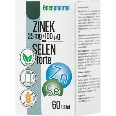 EDENPharma ZINEK 25 mg + SELEN 100 µg forte tablet 60 ks od 154 Kč - Heureka.cz