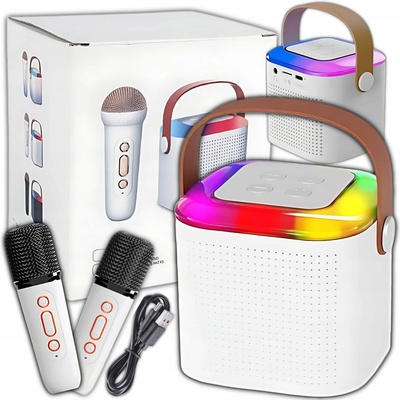 KARAOKE REPRODUKTOR BLUETOOTH BEZDRÔTOVÝ SET 2 MIKROFÓNY PRE DETI LED ...