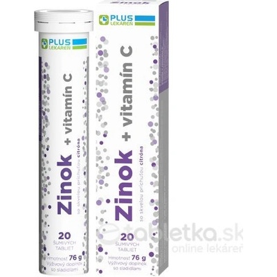 Plus Lekáreň Zinok + vitamín C citrón 20 šumivých tabliet od 3,39 ...