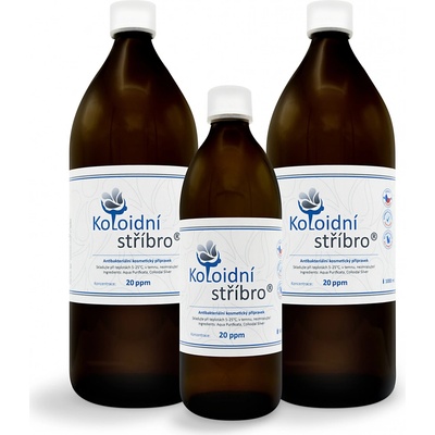 Koloidní stříbro s.r.o. Koloidní stříbro skleněné lahve 2 l + 500 ml 20 ppm dárková sada od 1 ...