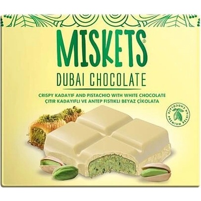 Miskets Dubajská bílá čokoláda s pistáciovou náplní s těstovými nudlemi ...
