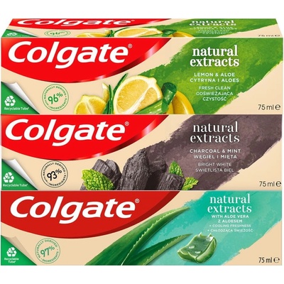 Colgate Natural Extracts Aloe Vera Charcoal & Mint Lemon & Aloe 3 x 75 ...