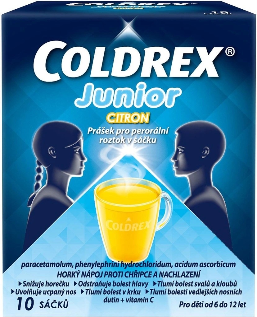 COLDREX JUNIOR CITRON POR 300MG/5MG/20MG POR PLV SOL SCC 10 I od 125 Kč ...