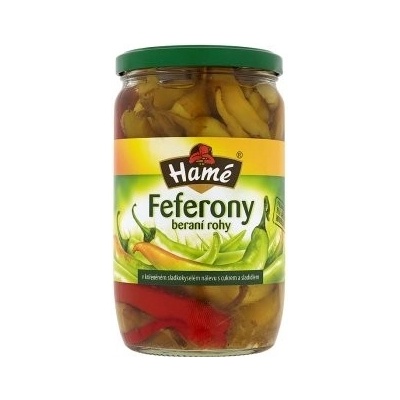 Hamé Feferony beraní rohy v kořeněném sladkokyselém nálevu s cukrem a ...