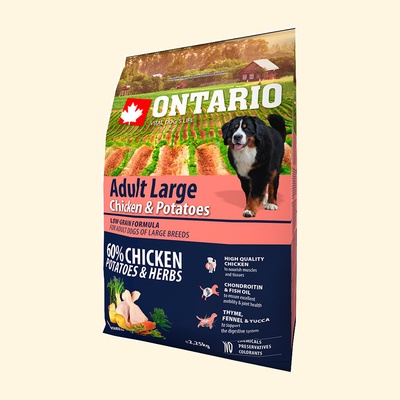 Ontario Adult Large Chicken & Potatoes 2,25 kg od 189 Kč - Heureka.cz