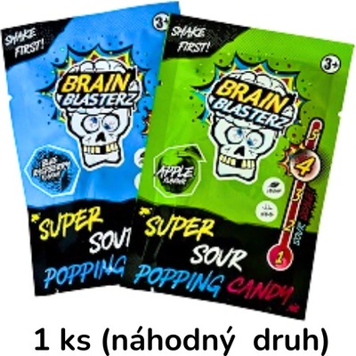 Brain Blasterz Sour Popping Candy s Příchutí Jablka/ Modré Maliny Level ...