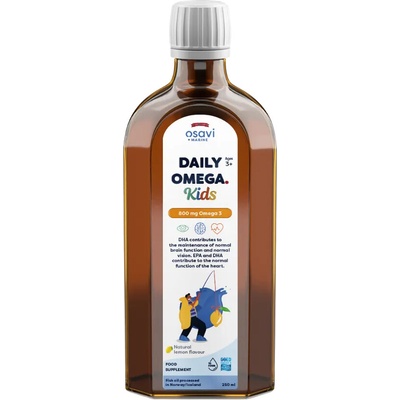 Osavi Daily Omega Kids, Rybí olej pre deti, citrón, 800 mg Omega-3, 250 ...