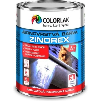 Colorlak ZINOREX antikorozní barva na kov 0,6l R8012 hnědá - Heureka.cz