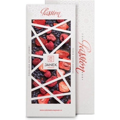 Čokoládovna Janek Čokoláda Passion 72% jahody, maliny,fialka hořká 120 ...
