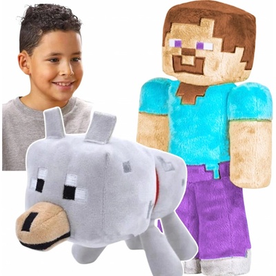 MINECRAFT VELKÝ 2v1 DIAMANTOVÝ STEVE PES SET DVĚ - Heureka.cz