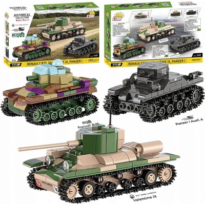 COBI 2740 World War II 1:48 Set tanků Renault R35, Valentine IX a ...