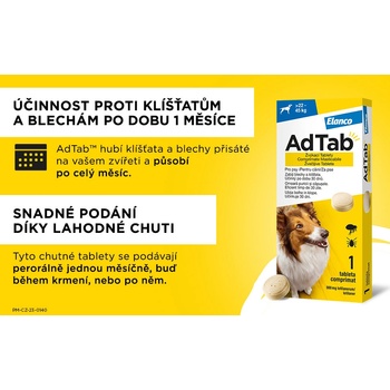 AdTab 900 mg žvýkací tablety pro psy 22-45 kg 1 tbl od 285 Kč - Heureka.cz