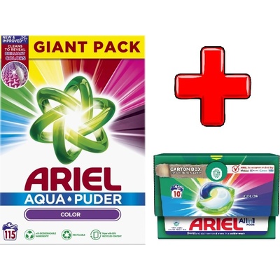 Ariel prací prášek Aquapuder Color 7,475 kg 115 PD + Ariel kapsle na ...