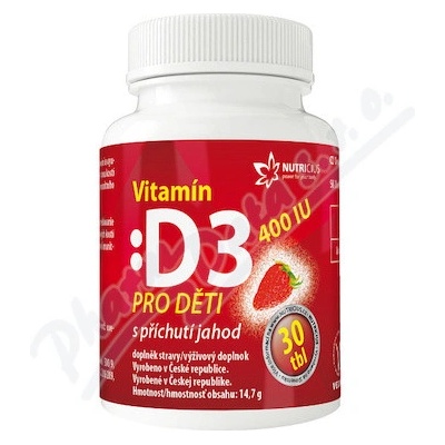 Nutricius Vitamín D3 pro děti 400IU jahoda 30 tablet od 53 Kč - Heureka.cz
