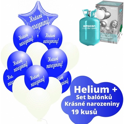 Balonky.cz Helium set tmavěmodré balónky KRÁSNÉ NAROZENINY - Heureka.cz