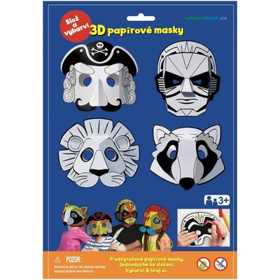 SMT Creatoys Maska škraboška 3D papírová 4ks pirát superhrdina lev ...