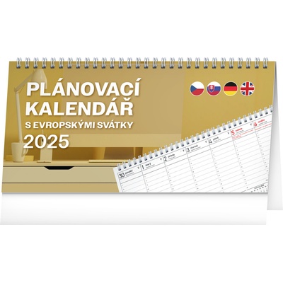 NOTIQUE Stolní Plánovací s evropskými svátky 25 x 12,5 cm 2025 od 70 Kč ...