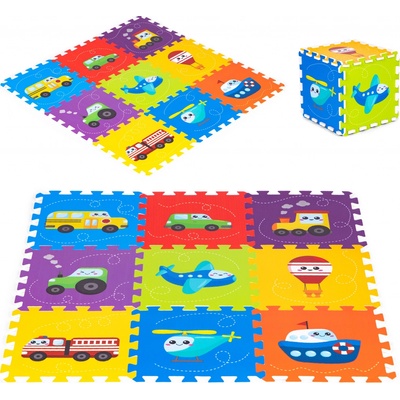 IPLAY Penová podložka puzzle 9 prvkov dopravné prostriedky 86x86cm od 8 ...