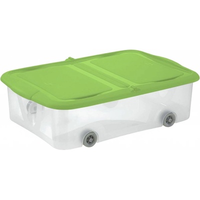Tontarelli STOCK Box 25L s víkem transparent/zelená; kolečka 8035298AI9 ...