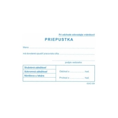 Igaz 39 Priepustka - A7 blok=100 listov od 0,48 € - Heureka.sk