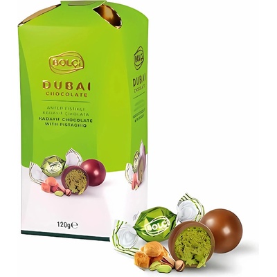 Bolci Dubai chocolate Mléčná čokoláda plněná pistáciovo-kadayifovým ...