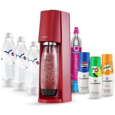 SodaStream Terra Red + Láhev FUSE 3 x 1l Pepsi Love bílá + Sirup ...