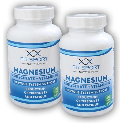 FitSport Nutrition 2x Magnesium Bisglycinate + Vitamin B6 120 vege caps ...