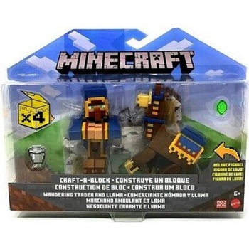 Minecraft Craft A Block Wandering Trader & Llama Action Figure 2 Pack ...