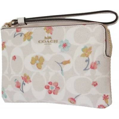 Coach kabelka Corner Zip Wristlet In Signature Coated Canvas With ...