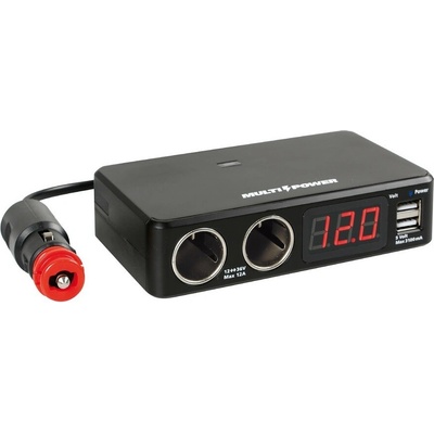 Rozdvojka MULTI-POWER 12/24/36V, 2 zásuvky, 2 USB, voltmetr, Lampa ...