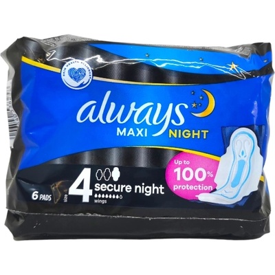 Always classic дамски превръзки, Maxi Secure Night, 6 броя - Pazaruvaj.com