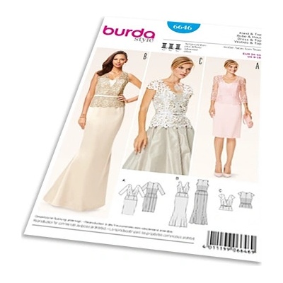 Strih Burda 6646 - Korzetové plesové šaty, koktejlové šaty, krajkový ...