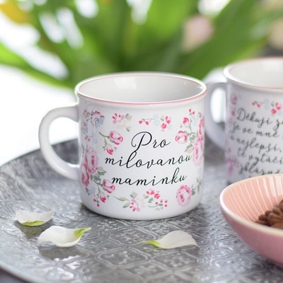 Housedecor Keramický hrníček s lemem Pro milovanou maminku Roztomilý keramický dárkový hrníček ...