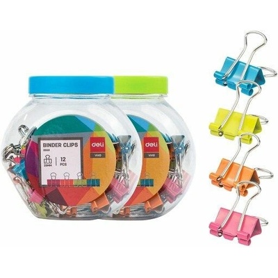 Binder clip 25mm dóza 12ks barevné DELI E8559 mix od 45 Kč - Heureka.cz