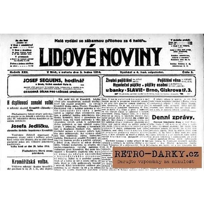 Noviny ze dne narození - Lidové noviny + úvodní strana s blahopřáním ...