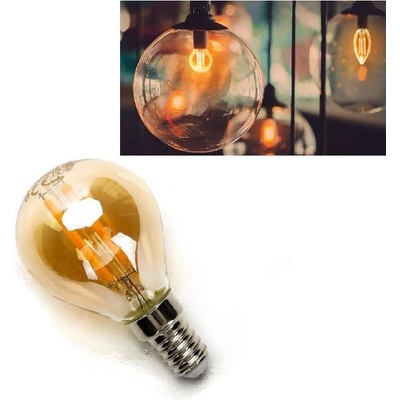 LED21 LED žárovka E14 G45 4W 4xCOB Filament 400lm AMBER, ULTRA TEPLÁ ...