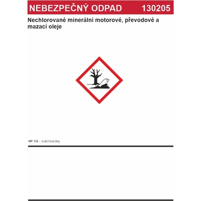 Nebezpečný odpad 130205 - Nechlorované minerální motorové, převodové a ...