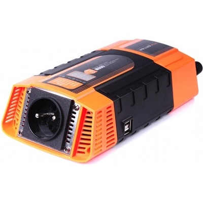 Carspa PID600-12 12V/230V+2xUSB 600W, modifikovaná sinus, digitální ...