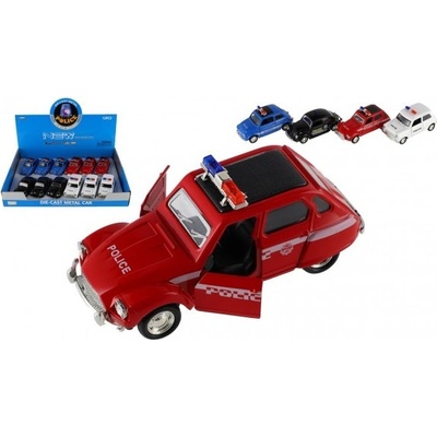 Teddies Auto policie retro 11cm kov/plast na zpětné natažení na baterie ...